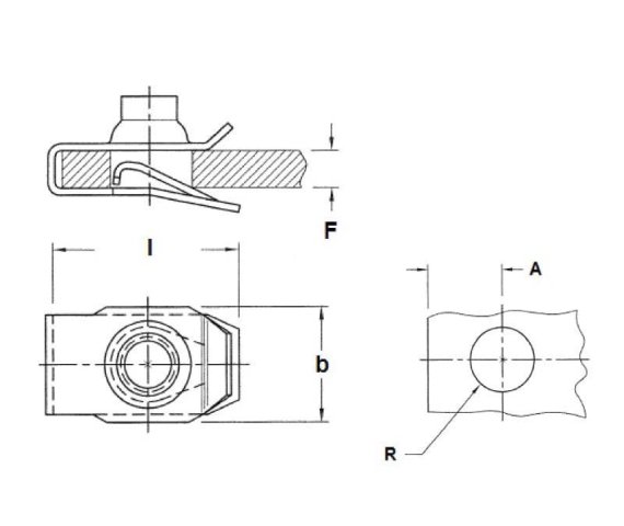 U-Nut Tapped Barrel 3/8-16 Panel .05-.20 P.O