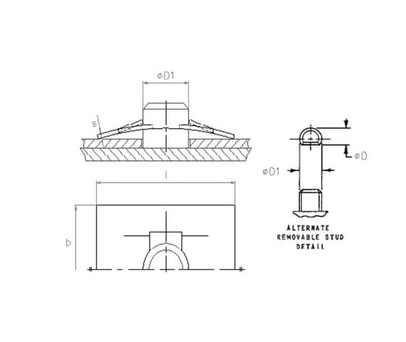 Tinnerman Push-On Rect Stud Size .309 L .645 Plain