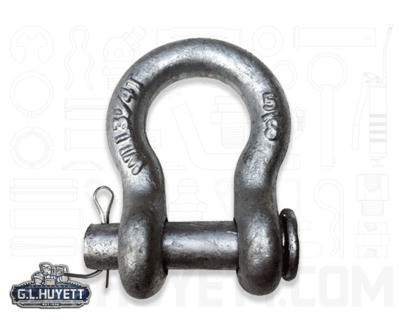 Shackle, Anchor, 1/2, Round Pin, 1045 Steel, HDG
