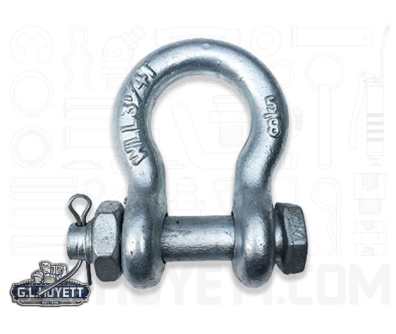 Shackle, Anchor, 1-3/8, Safety Bolt, HDG w/Pin 17T Rating
