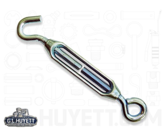 Turnbuckle, Hook X Eye, 3/16 Die Cast, Malleable Zinc Plated