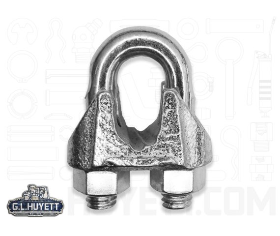 Wire Rope Clip, 3/8, Malleable, Zinc Plated