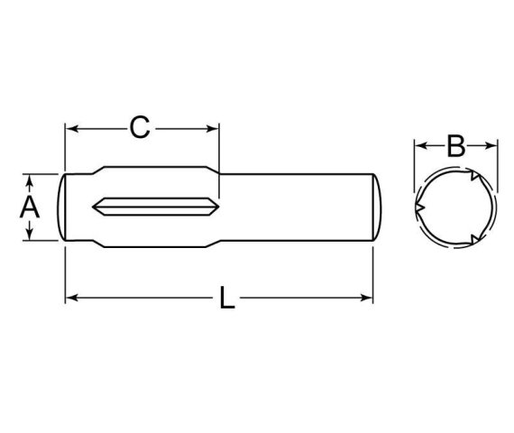 Groove Pin 1/8 x 1/2 Type H 300 Series Stainless Steel