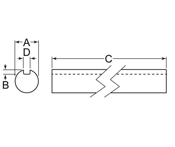 Full Keyed Shaft 1-1/2 in x 4 Ft SS