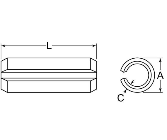 Slotted Spring Pin SD 5/16 x 1-1/4 Stainless Steel MS171686