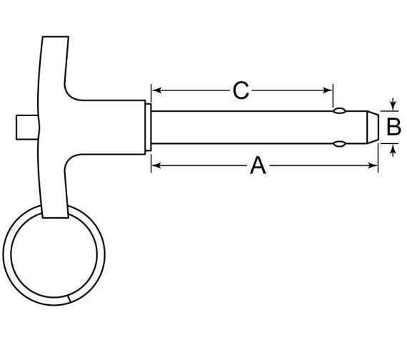 Positive Lock Pin 1/2" x 2" T-Handle Red