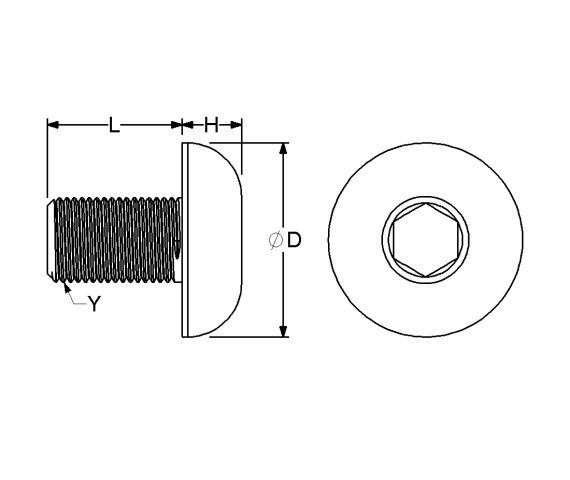 Button Head Socket Screws M12 x 1.75 x 30 18-8 SS