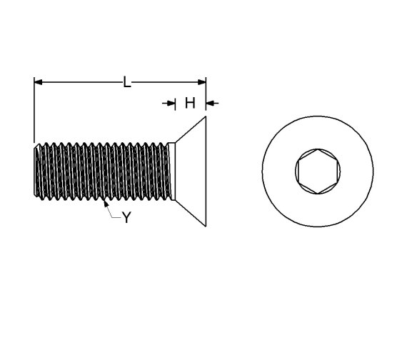 Flat Head Socket Screws M12 x 1.75 x 30 18-8 SS