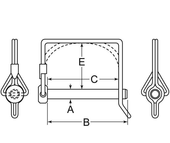 Snap Safety Pin Round Two Wire Tab Lock 1/4 x 1-3/4 Steel ZC