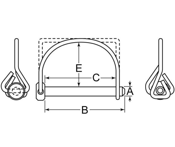 Snap Safety Pin Square One Wire 5/16 x 3-1/2 Steel ZC