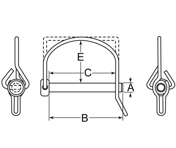 Snap Safety Pin Sq One Wire Tab Lock 1/4 x 2-1/2 Steel ZC