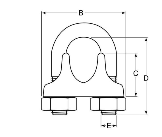 Wire Rope Clip, 3/8, Malleable, Zinc Plated