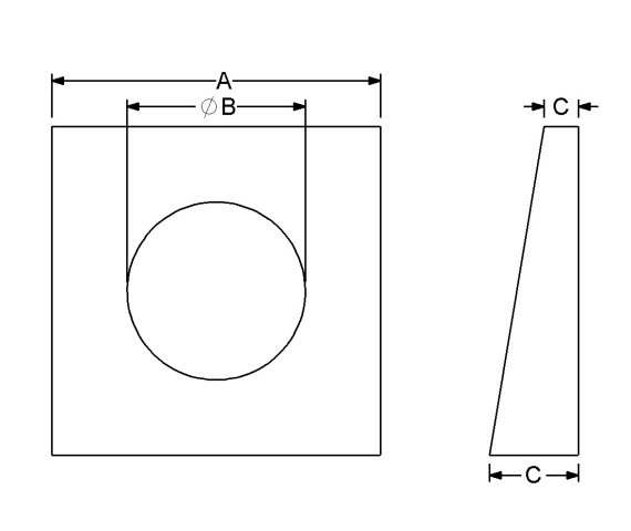 Square Beveled Washers 3/4 x 1-1/2 in Malleable Iron