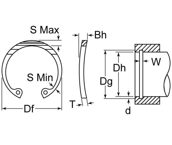 Housing Retaining Ring Bowed Internal 1-3/4 Stainless Steel