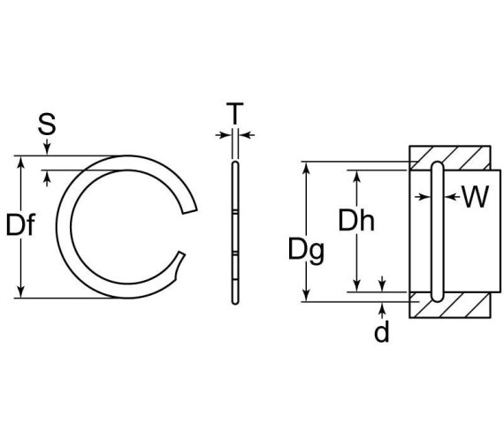 Spiral Retaining Ring Internal 1-Turn HD 1 Steel