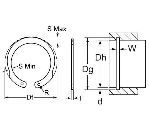 Housing Retaining Ring Inverted Internal 2 Stainless Steel