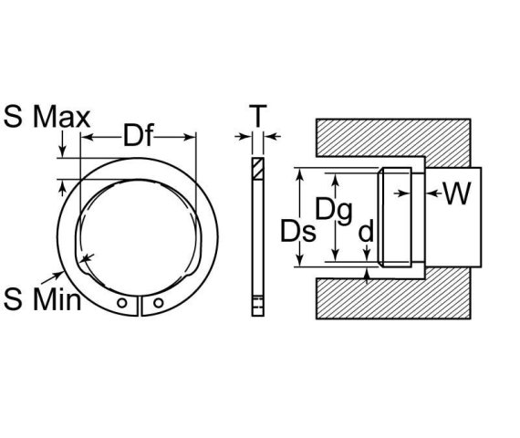 Snap Retaining Ring Inverted External 25/32 Steel Phos