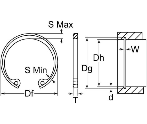 Housing Retaining Ring Beveled Internal 1-3/16 Steel PH