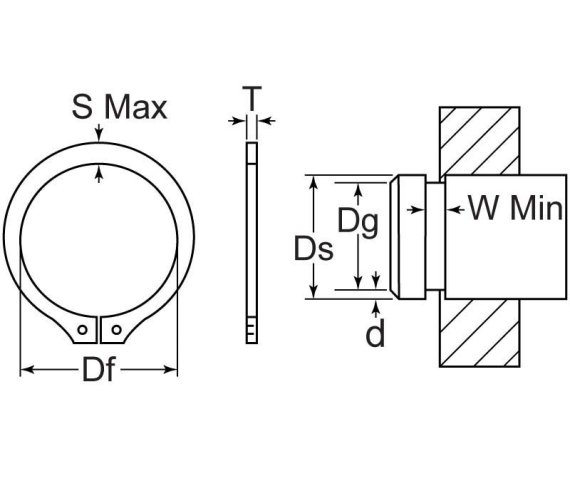 Snap Retaining Ring External M8 Stainless Steel DIN 471
