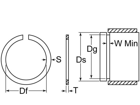 Constant Section Retaining Ring Rect External 40 mm Steel PH