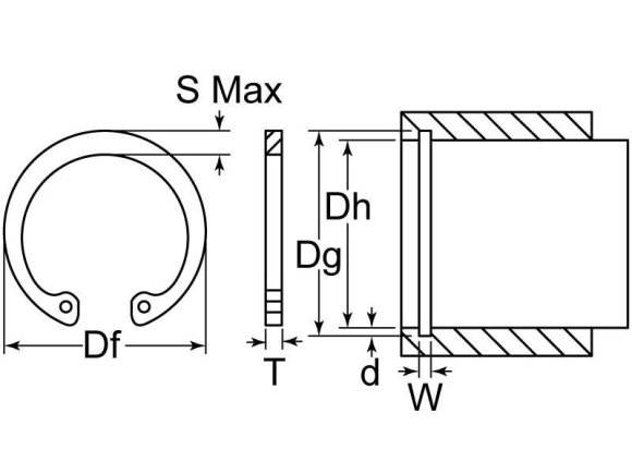 Housing Retaining Ring Internal M25 Spring Steel PH