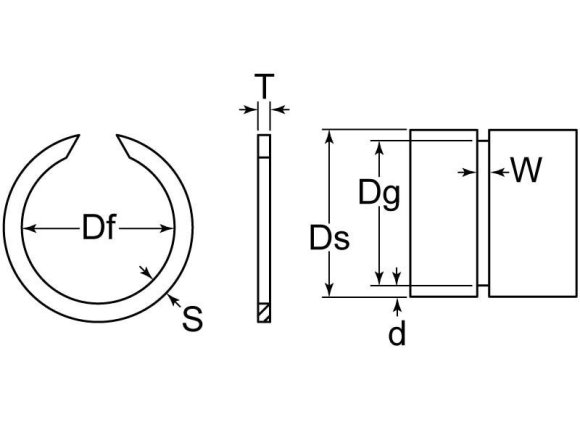 Speared External Retaining Ring 40mm Spring Steel
