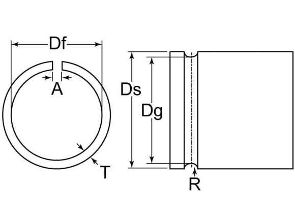 Round External Retaining Ring M8 Spring Steel Phos