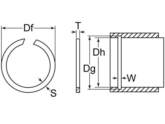Wire Retaining Ring Bearing Rect Internal 72 mm Steel Phos
