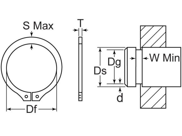 Snap Retaining Ring External M40 Stainless Steel DIN 471
