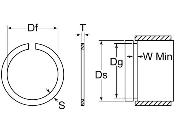Wire Retaining Ring Bearing Rect External 320 mm Steel Phos