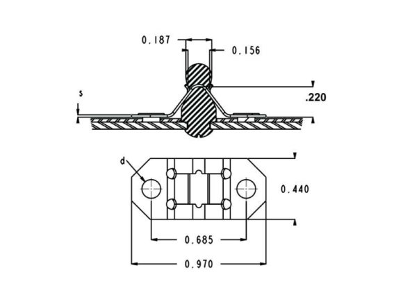 Tinnerman Ball Stud Receiver Spring Catch .440 x .970 x .220