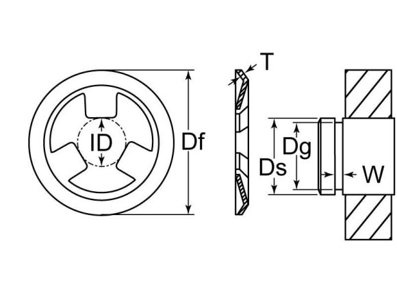 Push-On Reinforced Retaining Ring Ext M2 CS PH