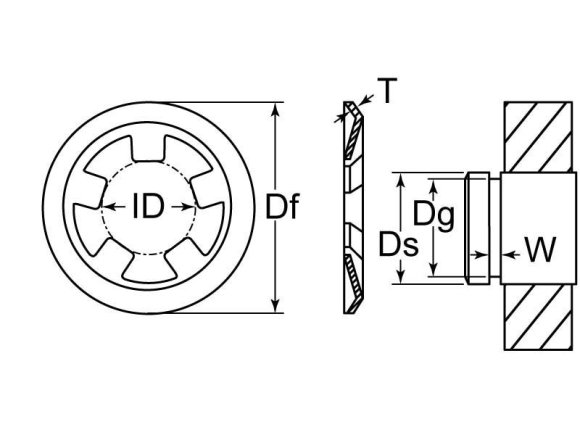 Push-On Reinforced Retaining Ring Ext M8 CS PH