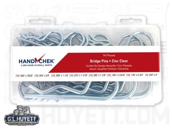 Bridge Pin Assortment Carbon Steel Zinc Clear 74 Piece