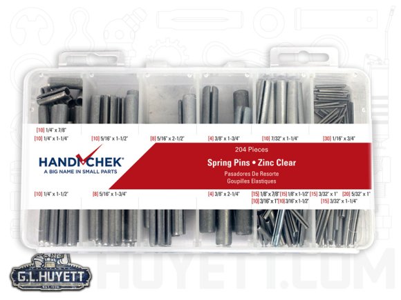 Spring Pin Zinc Clear Assort 204 Piece