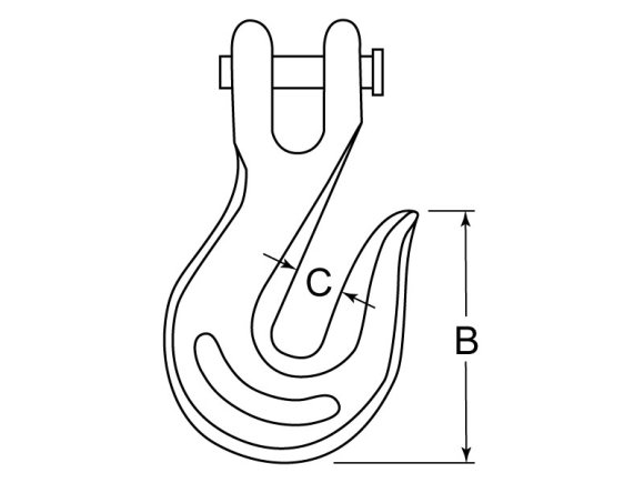 Hook, Clevis Grab, 5/16, Grade 43, 1045 Steel, Self Colored