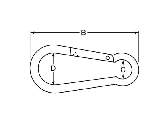 Hook, Snap, 1/2 (12 mm), 300 Series Stainless Steel, Polished