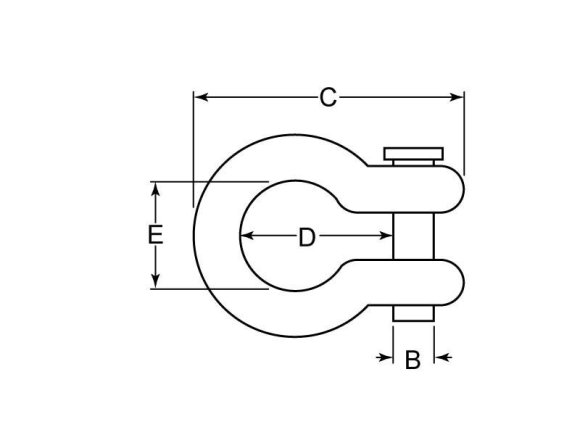 Shackle, Anchor, 1/2, Round Pin, 1045 Steel, HDG