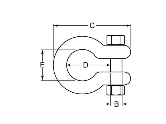 Shackle, Anchor, 1-3/8, Safety Bolt, 1045 Steel, HDG w/Pin