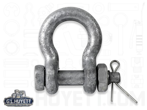 Shackle, Anchor, 7/16, Safety Bolt, 1045 Steel, HDG w/Pin