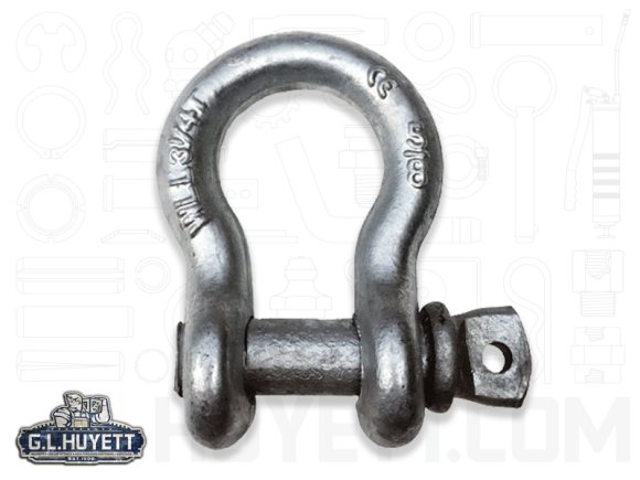 Shackle, Anchor, 3/4, Screw Pin, 1045 Steel, HDG
