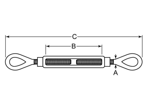 Turnbuckle, Eye X Eye, 3/8 X 6, 304 Stainless Steel
