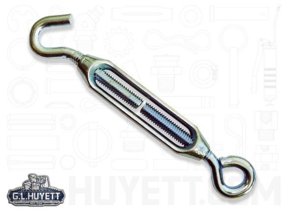 Turnbuckle, Hook X Eye, 3/8 X 6, Die Cast 304 Stainless Steel