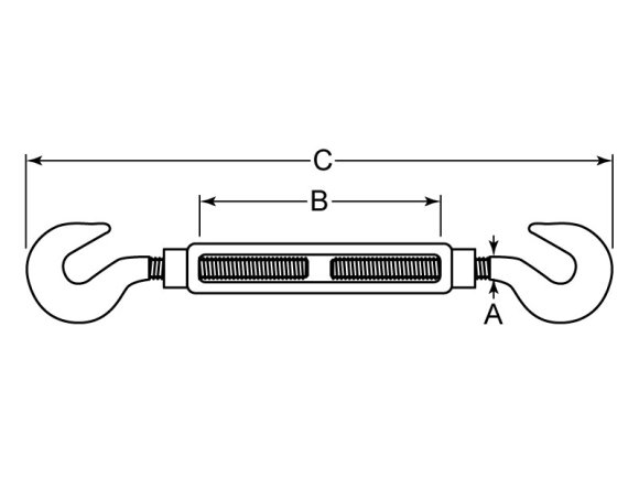 Turnbuckle Hook X Hook, 5/8 X 12, CS, Hot Dipped Galvanized