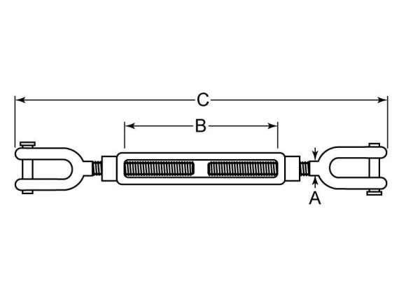 Turnbuckle, Jaw X Jaw, 1 X 18, CS, Hot Dipped Galvanized