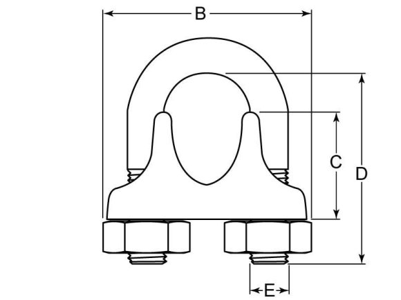 Wire Rope Clip, 1/4, Malleable, Zinc Plated