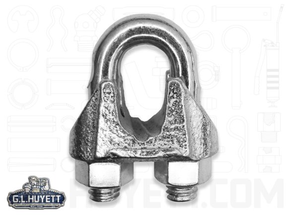 Wire Rope Clip, 3/16, Malleable, Zinc Plated