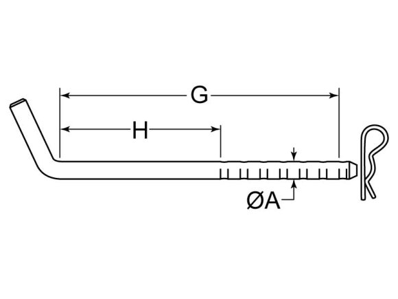 Adjustable Bent Pin 3/8 x 6 Low Carbon Steel Zinc with Bridge Pin