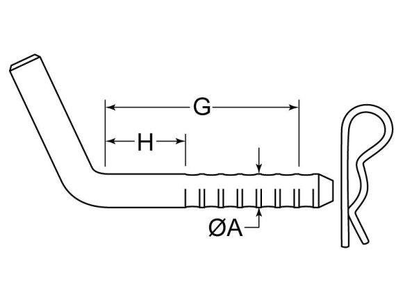 Adjustable Bent Pin 5/8 x 4 Low Carbon Steel Zinc with Bridge Pin