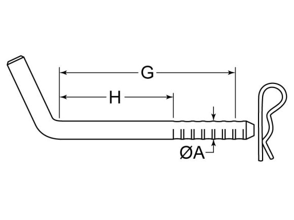 Adjustable Bent Pin 5/8 x 6 Low Carbon Steel Zinc with Bridge Pin